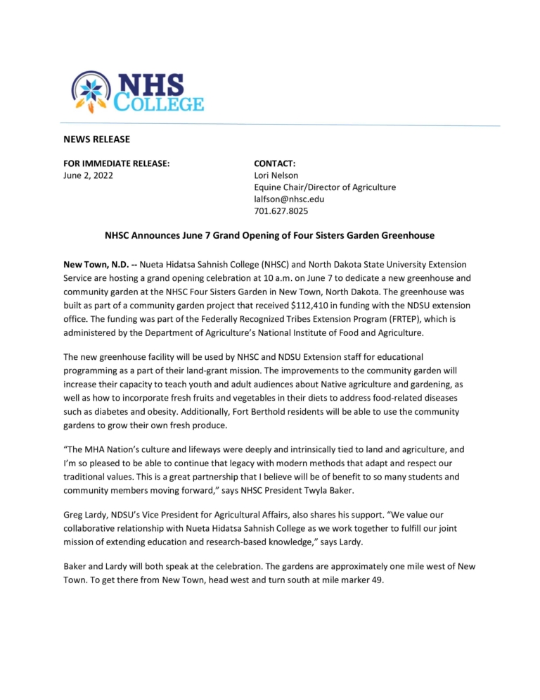 NHSC Four Sisters Gardens Greenhouse Open House on June 7th! - NHS College